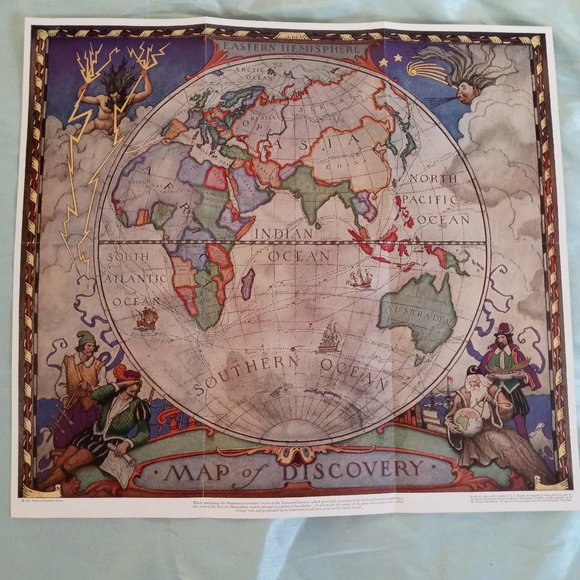 Wall Decor | 1928 National Geographic Map Of Discovery Zeus Columbus ...